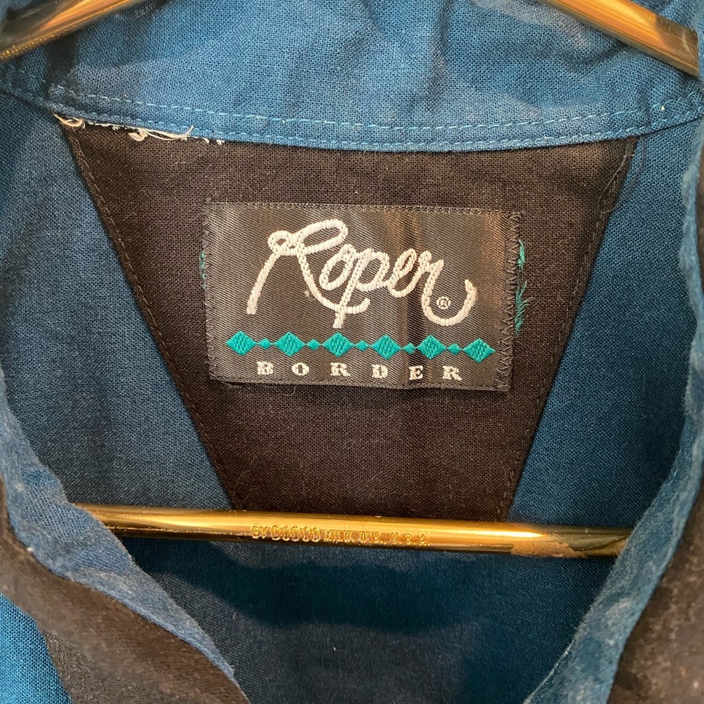 Vintage Roper Galloping Horse Border Western Shirt Xxl - Gem